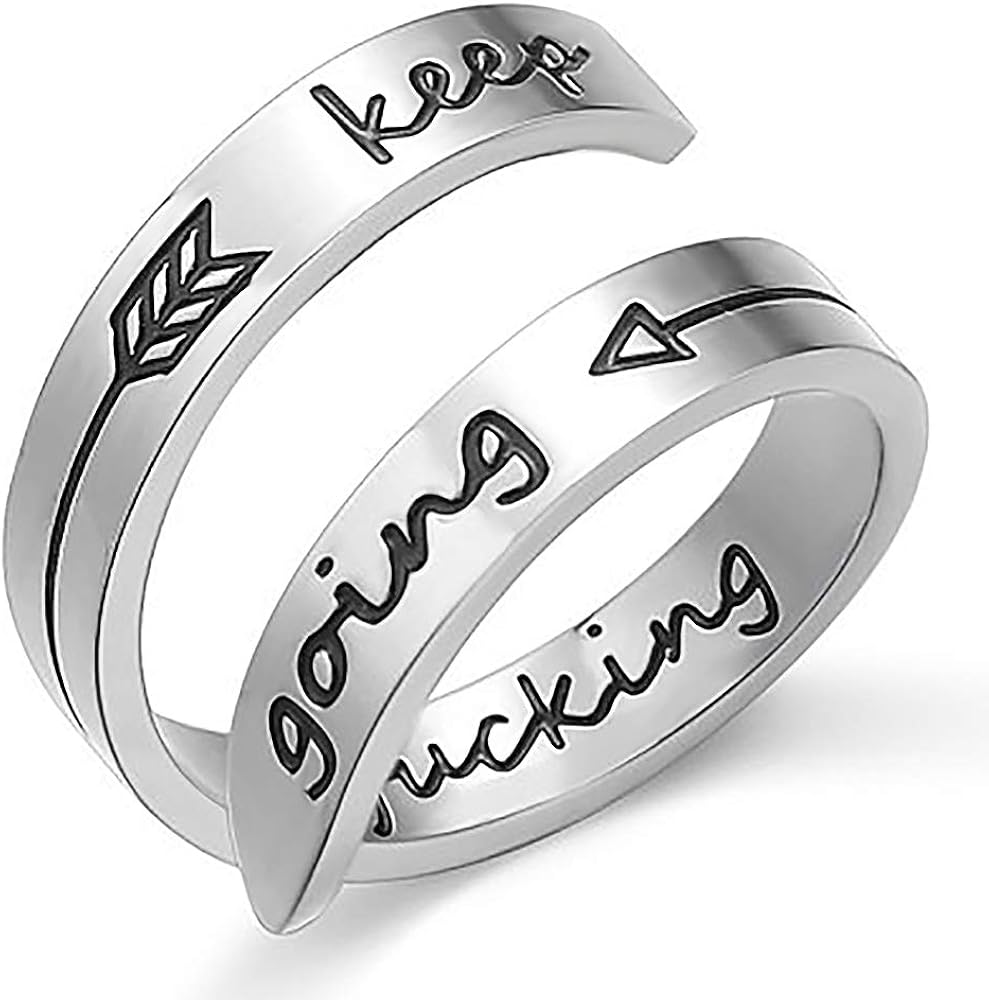 Gleamart Inspirational Ring Stainless Steel Engraved Keep Going Ring Gift – BigaMart