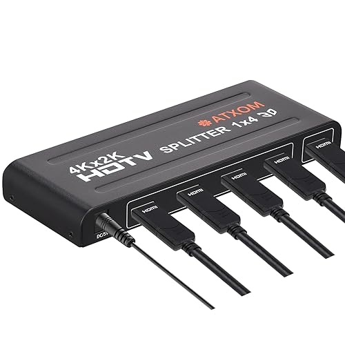 ATXOM HDMI Splitter 1 in 4 Out - 1x4 HDMI Display Duplicate/Mirror ...