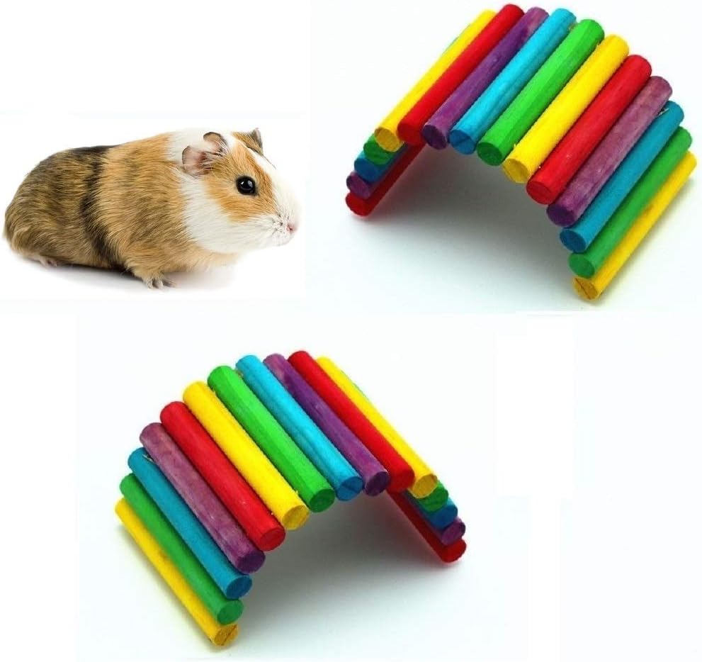 I3C 2 Pcs Wooden Ladder Bridge, Pet Arch Bridge Natural Hideout ...