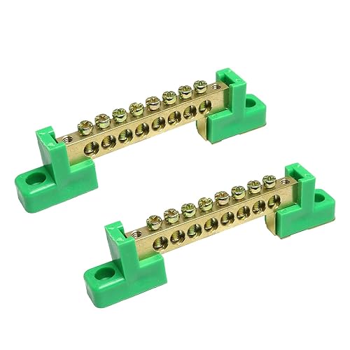 RLECS 2pcs 8 Positions Terminal Bus Bar Terminal Block Brass Wire Screw ...