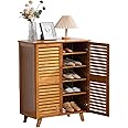 Amazon.com: latifolia Bamboo Shoe Cabinet, Two-Door Shoe Storage ...