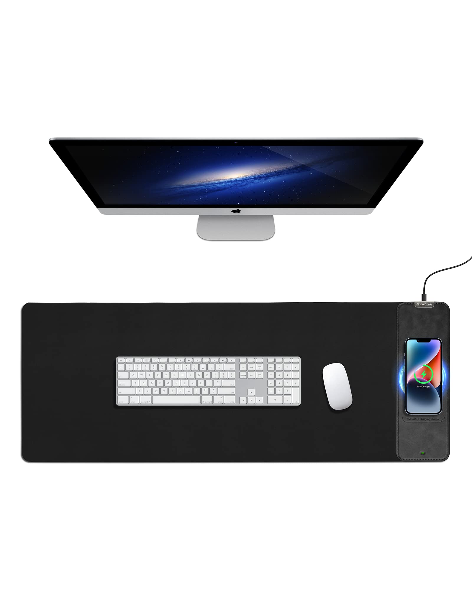 Mua Mouse Pad with Wireless Charging, Black Mousepad Long Desk Mat ...