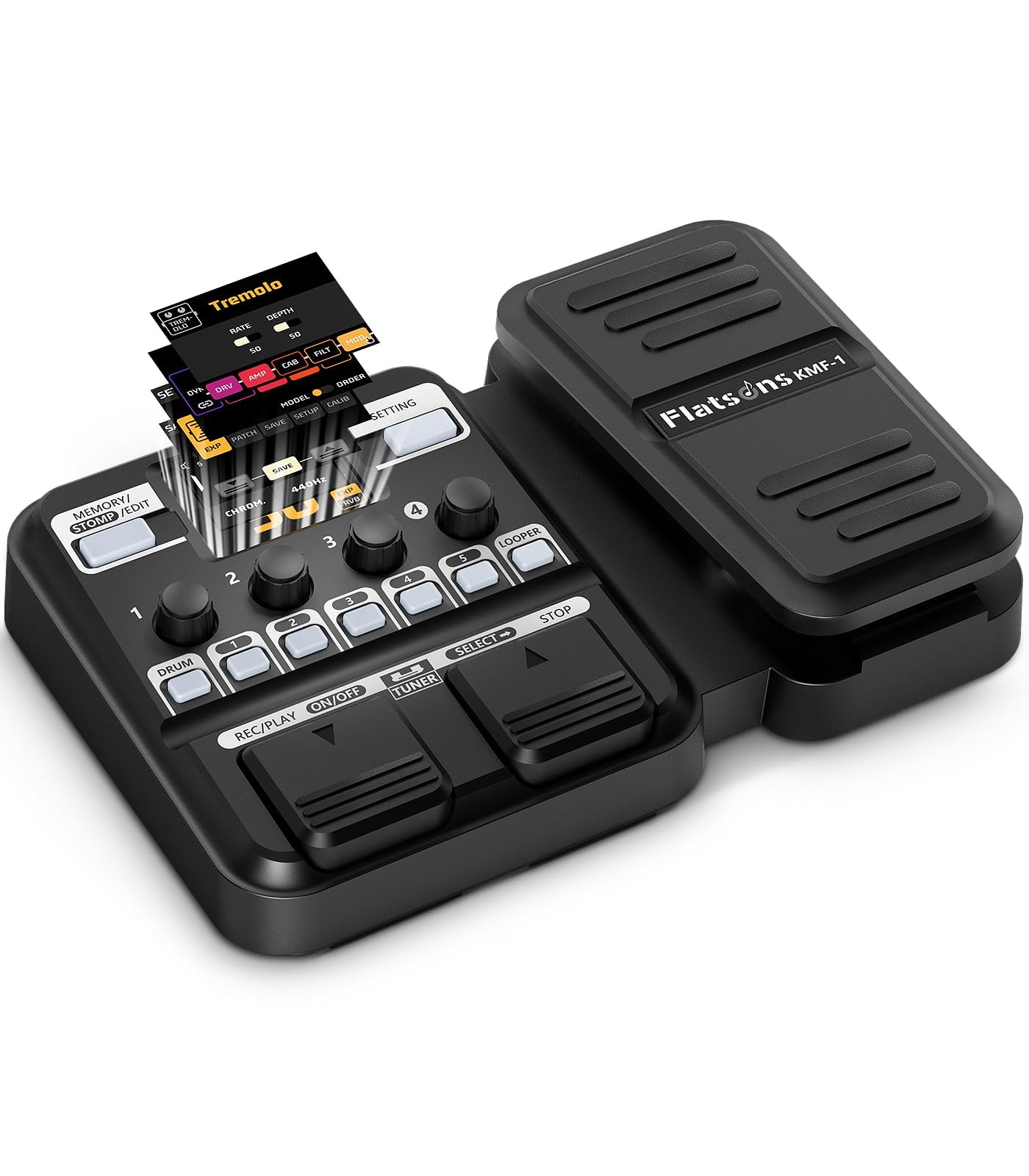 Flatsons KMF-1 Guitar Pedal, 77 Effects Guitar Multi Effects Pedal with 50 Preset, 42 Drum ...
