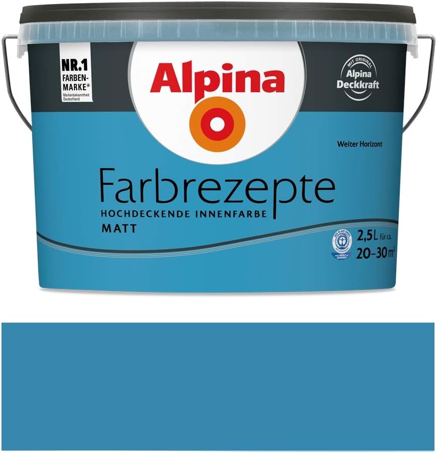 Alpina Farbrezepte Innenfarbe Wandfarbe matt, 2,5 L Weiter Horizont ...