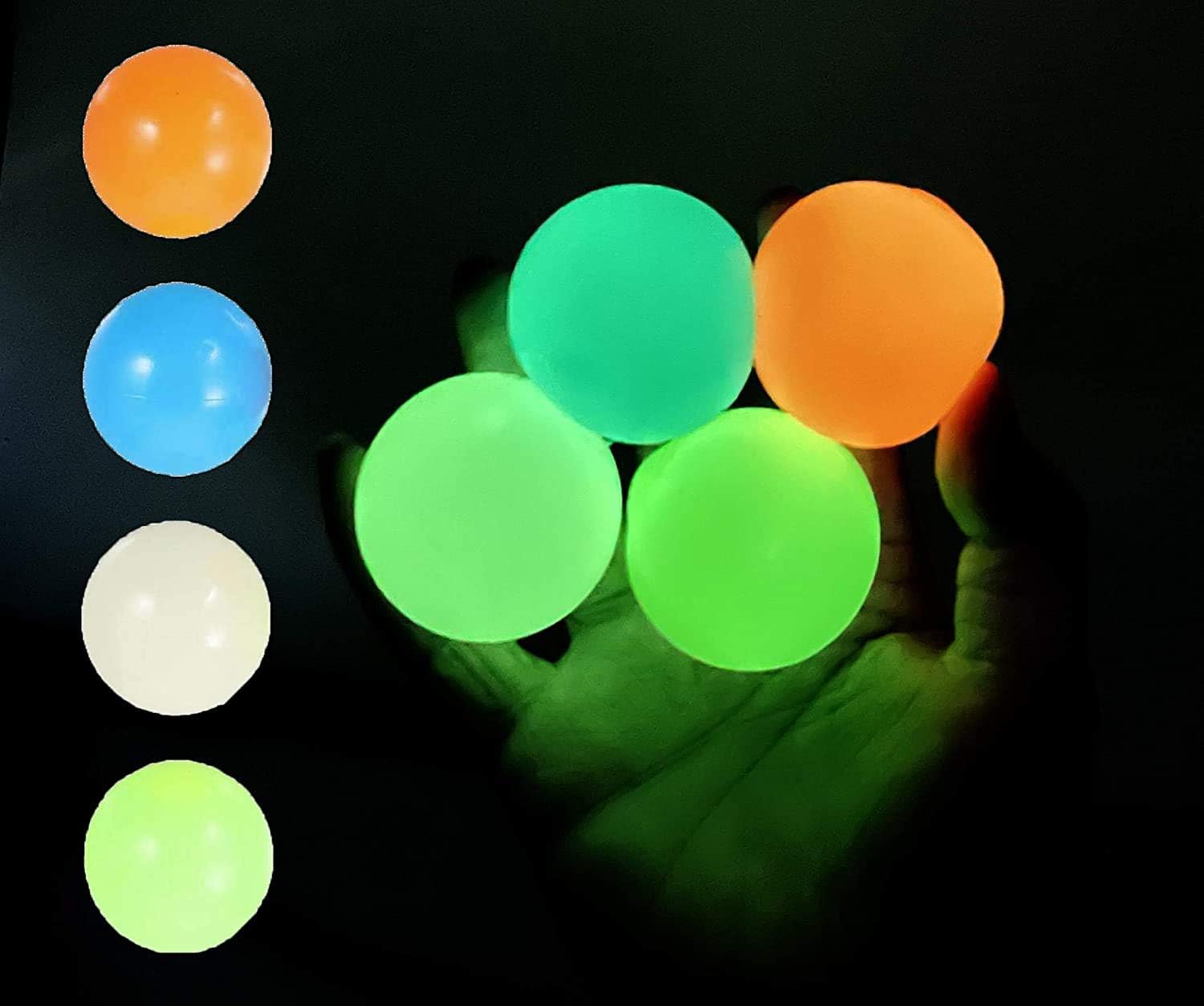 Amazon.com : 4Pcs Glow in The Dark Ceiling Balls，Sticky Ball, Squishy ...