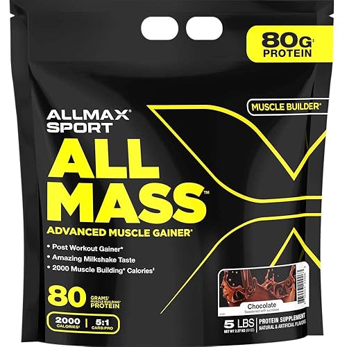 ALLMAX ALLMASS, Chocolate - 5 lb - Advanced Muscle Gainer - Up to 80 ...