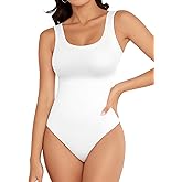 Amazon.com: MANGOPOP Women's Tank Top Bodysuit Scoop Neck Sleeveless Body suit Sexy Backless ...