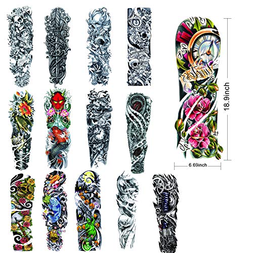 Full arm temporary tattoos 20 sheets,waterproof removable tattoo
