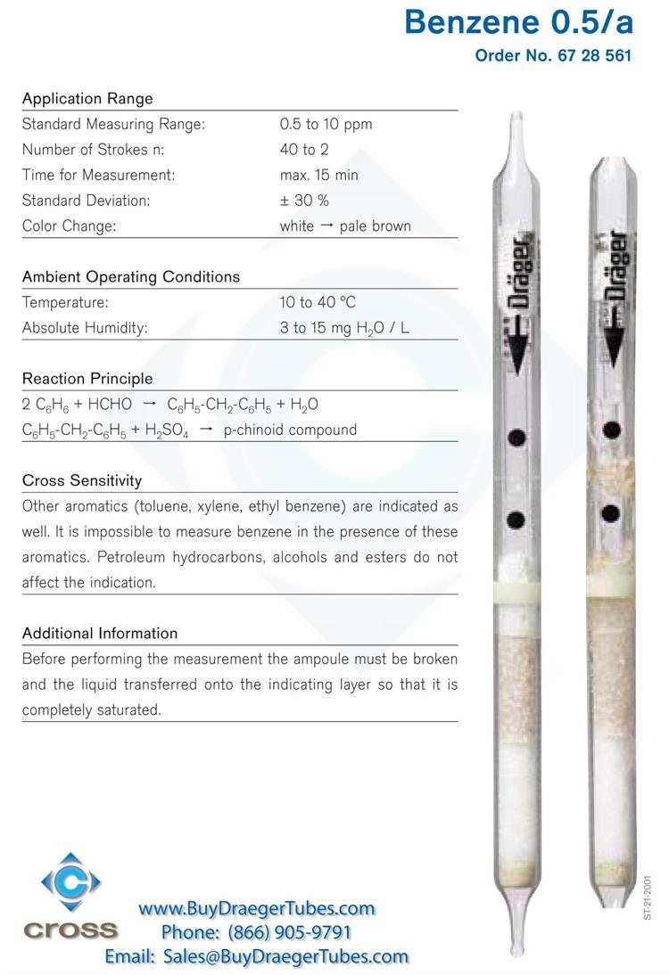Draeger Tubes Benzene 0.5a 6728561: Science Lab Gas Handling ...