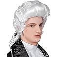 Amazon.com: Jusuns Baroque Long Curly White Men Wig Men's Colonial Wig ...