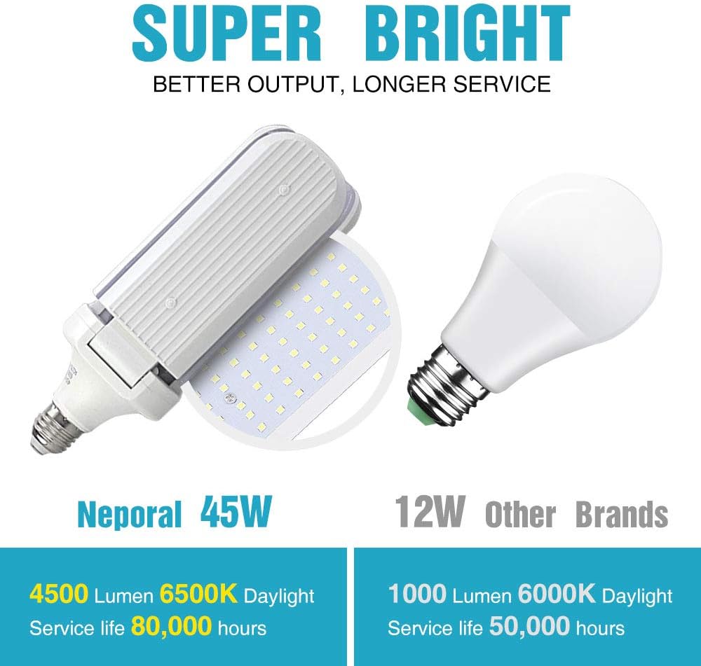 Garage Lighting,45W 4500LM Kitchen Lights Ceiling with 3 Deformable ...