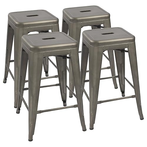 Devoko Metal Bar Stools 24" Indoor Outdoor Stackable Barstools Modern ...