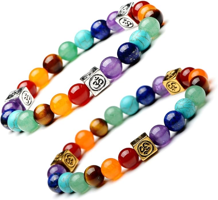 8mm Natural Stone 7 Chakra Bracelet Therapy Reiki Stone Prayer Balance ...