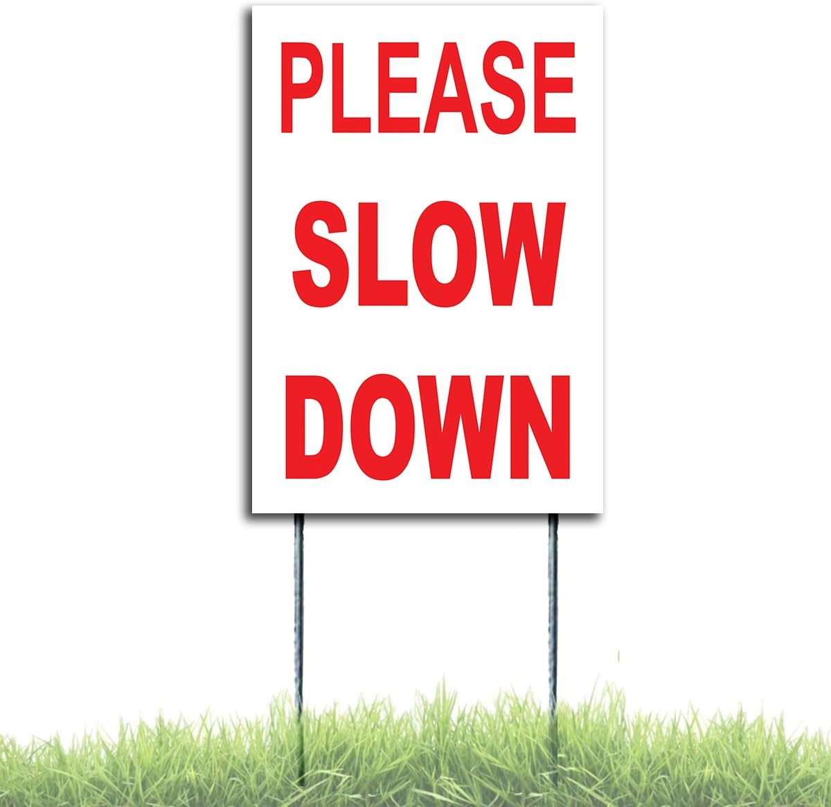 Amazon.com : Please Slow Down Sign Coroplast Plastic Traffic Safety ...