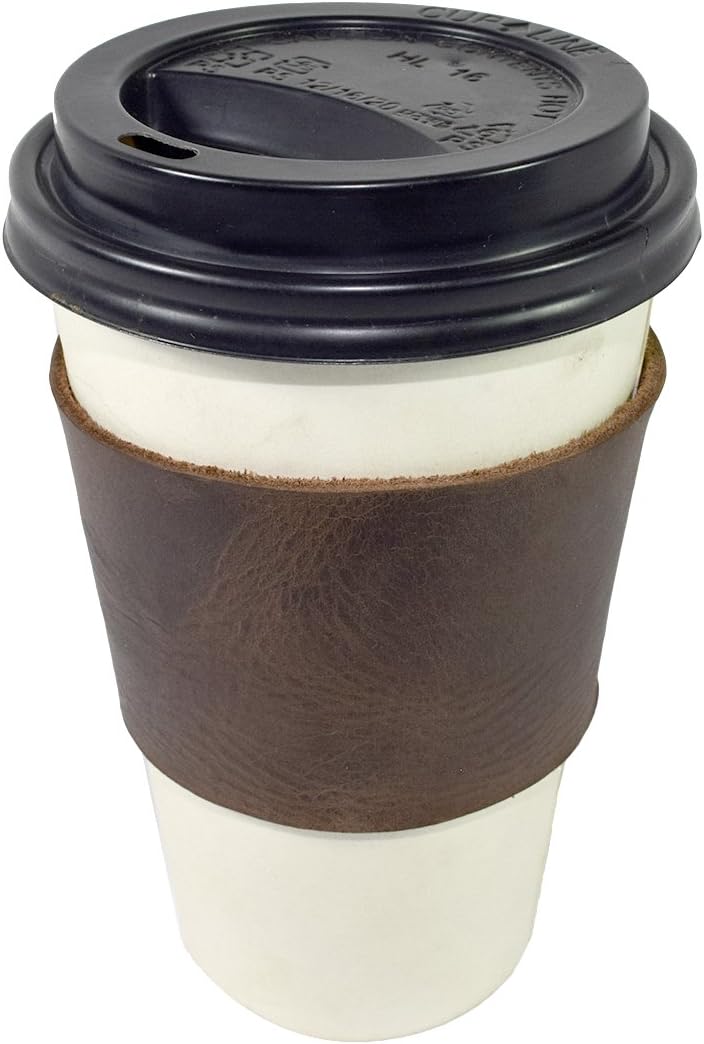 Amazon.com: Rustic Leather Reusable Coffee & Tea Grip Sleeve, Insulator ...
