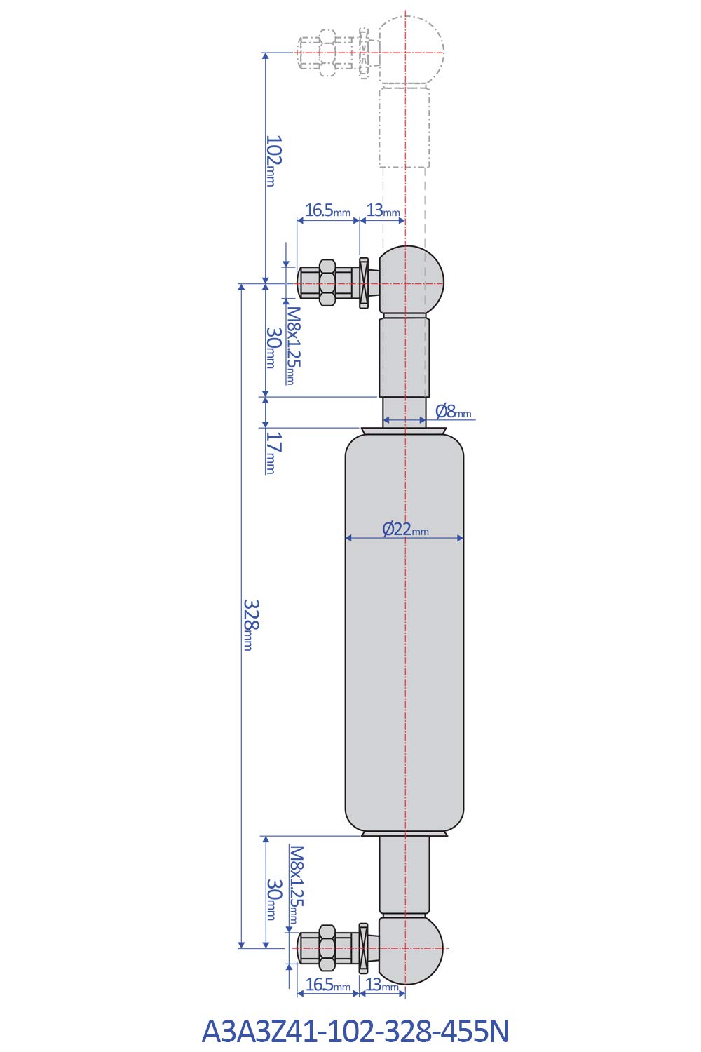 20lbs Bansbach Easylift A3A3Z41-102-328-090N Traction Gas Spring Stroke ...