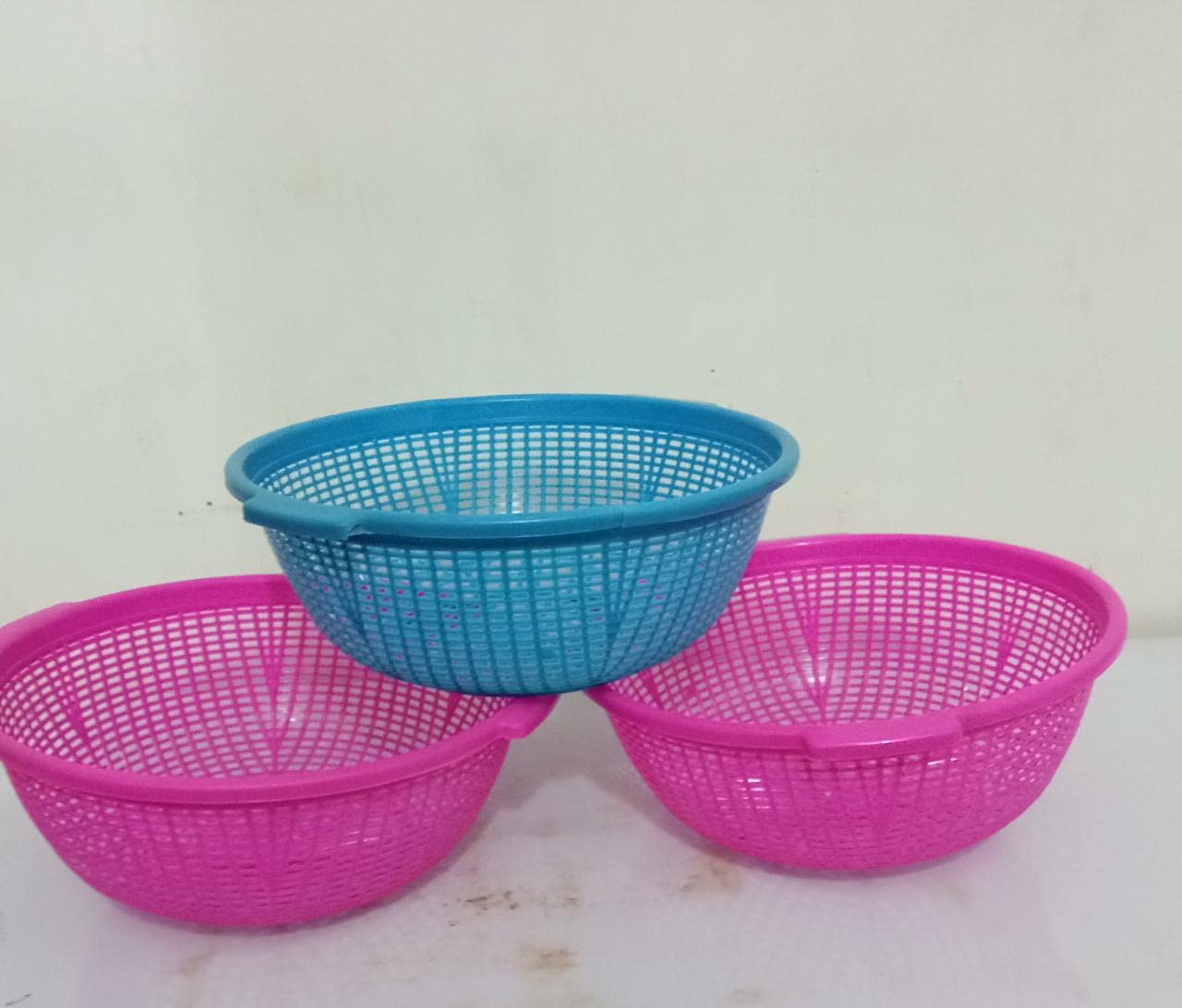 Home Basket Vegetable and Fruits Storage Basket Plastic Round Basket ...
