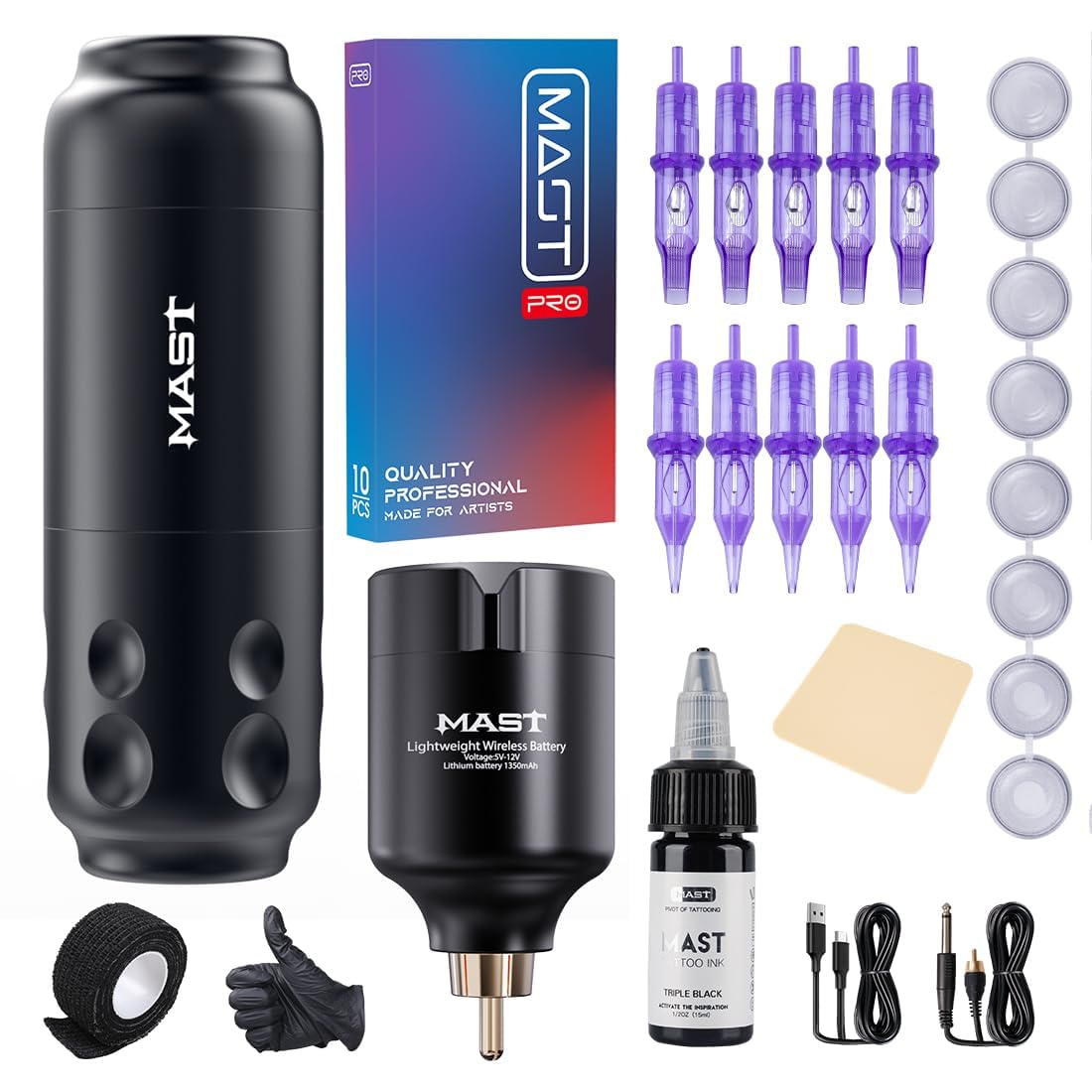 Mast Sensor Cordless Tattoo Pen Machine Kit Short T1 Cordless Battery ...