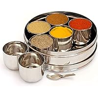 Amazon.com: Stainless Steel Masala Dabba Spice Box,Spice Containers ...