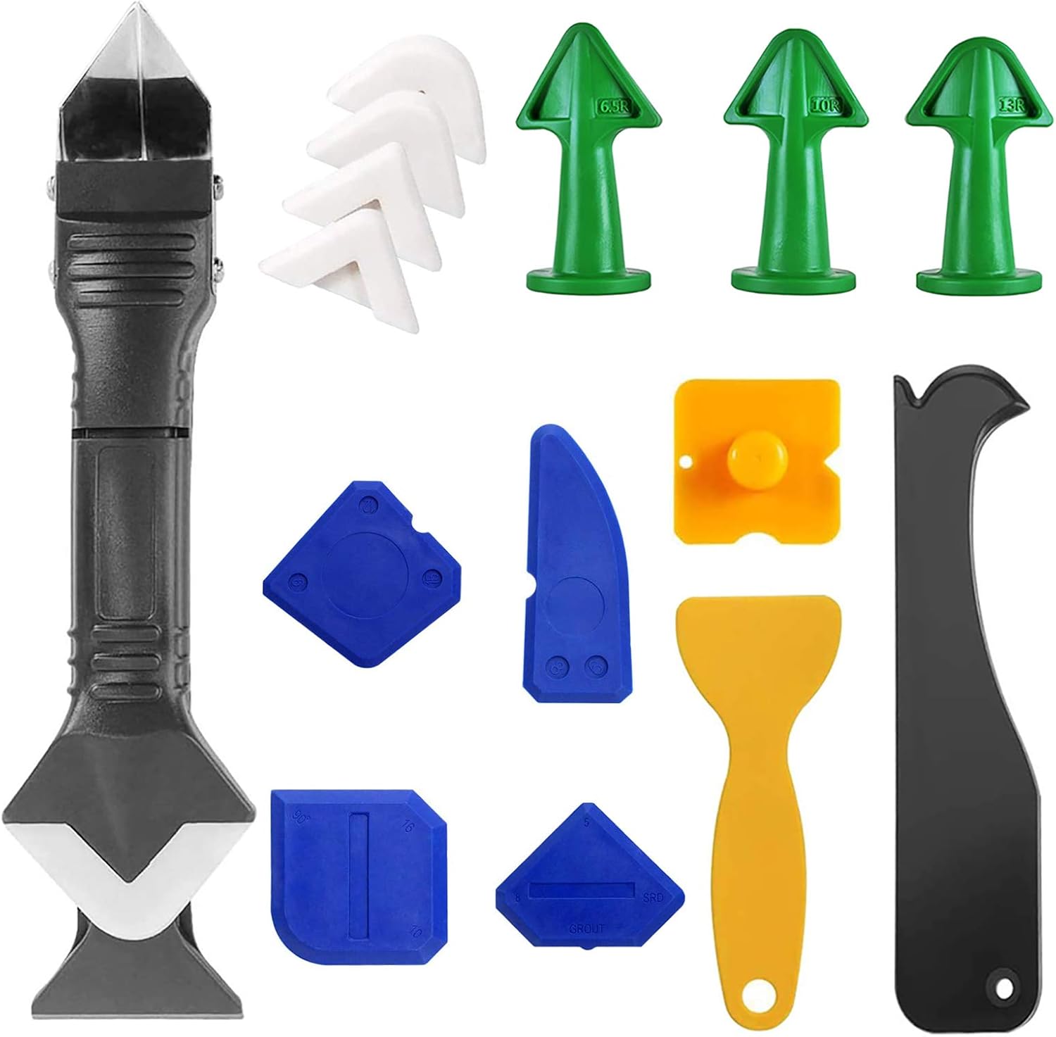 15 Pcs Caulking Finishing Tool Kit, 3 in 1 Caulking Tools (Stainless ...