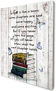Amazon.com: Book Lover Poster Vintage Rustic Farmhouse Wood Wall Art ...