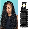 Amazon.com : Bulk Human Hair for Braiding 18 Inch Deep Wave Human ...