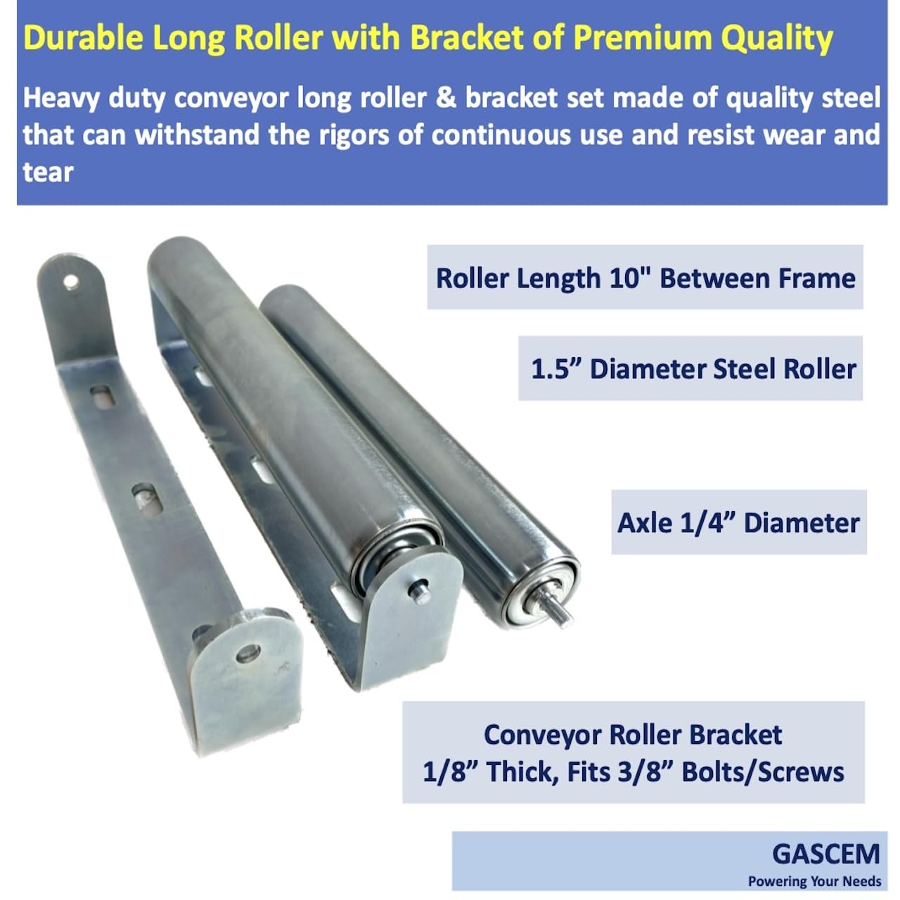 Mua Pack of 2 10"BF Long Roller and Bracket l 1.5"Ø Galvanized Steel ...