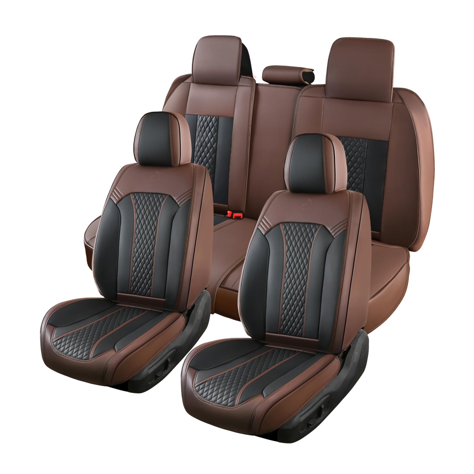 Doogo Seat Covers Full Set for Car, Leather Seat Covers 5 Seats, Front ...
