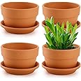Amazon.com: Suwimut 4 Pack Terracotta Pots with Saucer, 6 Inch Large ...