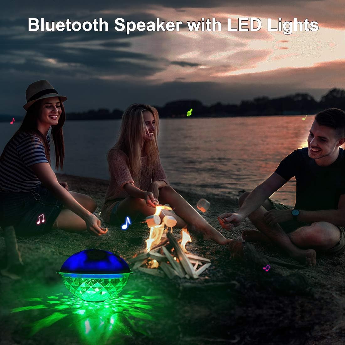 KingSom Portable Bluetooth Speakers with Colorful Lights,IPX7 ...