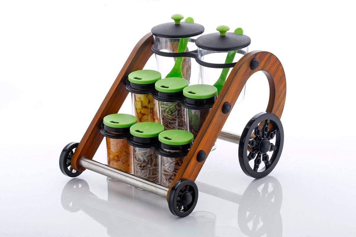 MAHOTSAV 3 Tier Traditional Style Cycle Spice Rack or Wooden Spice ...