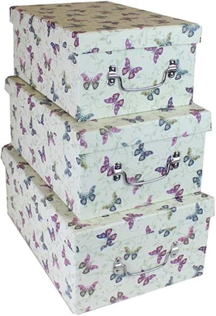 Set of 3 Butterfly Design Decorative Storage Boxes.: Amazon.co.uk: DIY ...