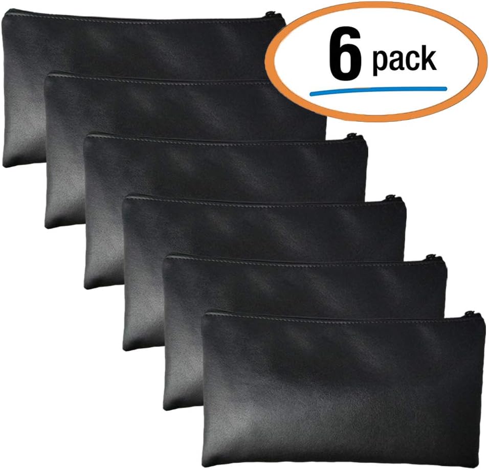 Amazon.com : Money Bags with Zipper Black Deposit Pouch 6 Pack with ...