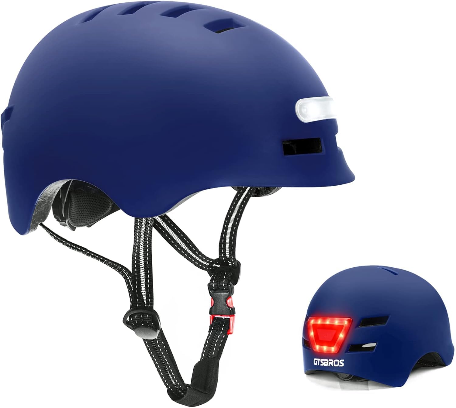 GTSBROS Adult Bike Helmet with Light - Front and Rear LED Lights ...
