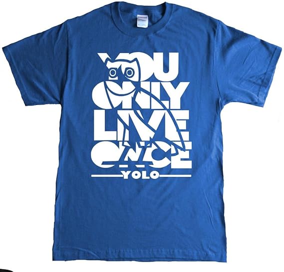 Amazon.com: YOLO Adult T-shirt - X-Large-Royal/White: Clothing