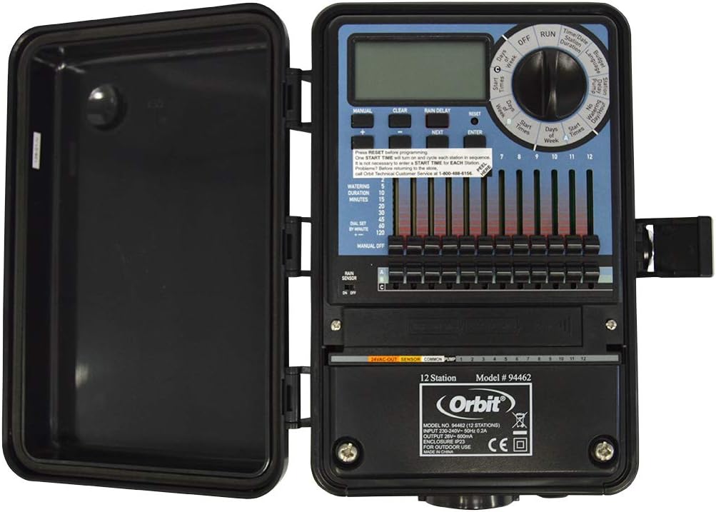 Orbit 94462 12 Station Outdoor Slide Controller, Nero, 10.35 x 20.51 x ...