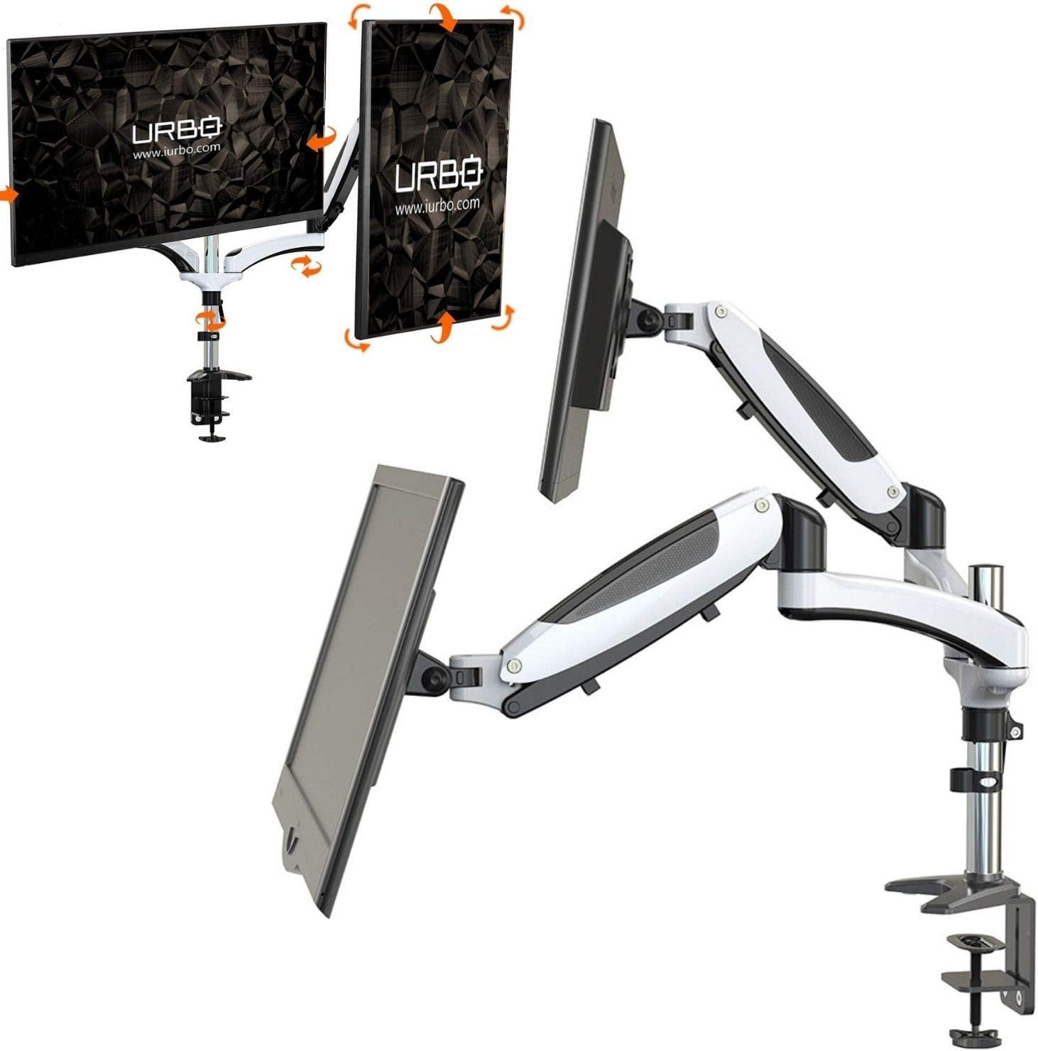 Urbo Hallum Ergonomic Dual Monitor Arms with Height Adjustment, Swivel ...