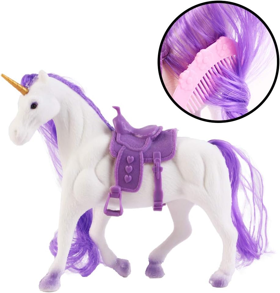 deAO Magical Unicorn Play Set with 3 Unicorns, Miniature Mirror, Comb ...