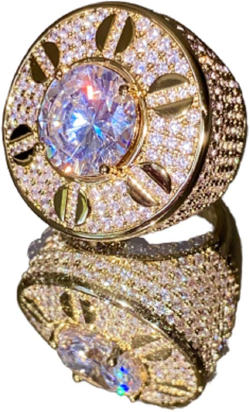 Shop-iGold 14k Gold Finish Miami Cuban CZ Iced Out Pinky Ring for Men ...