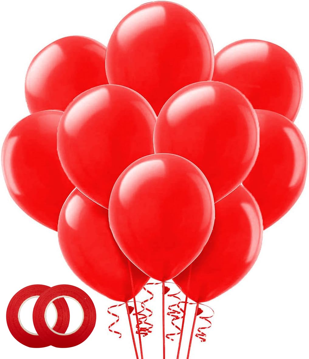 Red Balloons, Red Party Balloons,100-Pack, 12-Inch,Latex Balloons (Red ...