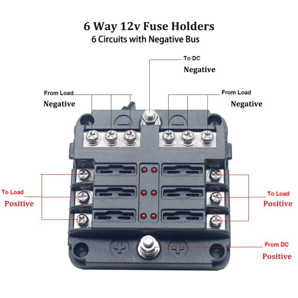 Mua 12 Volt 6 Way Fuse Block, Waterproof Marine Fuse Blocks, Universal ...