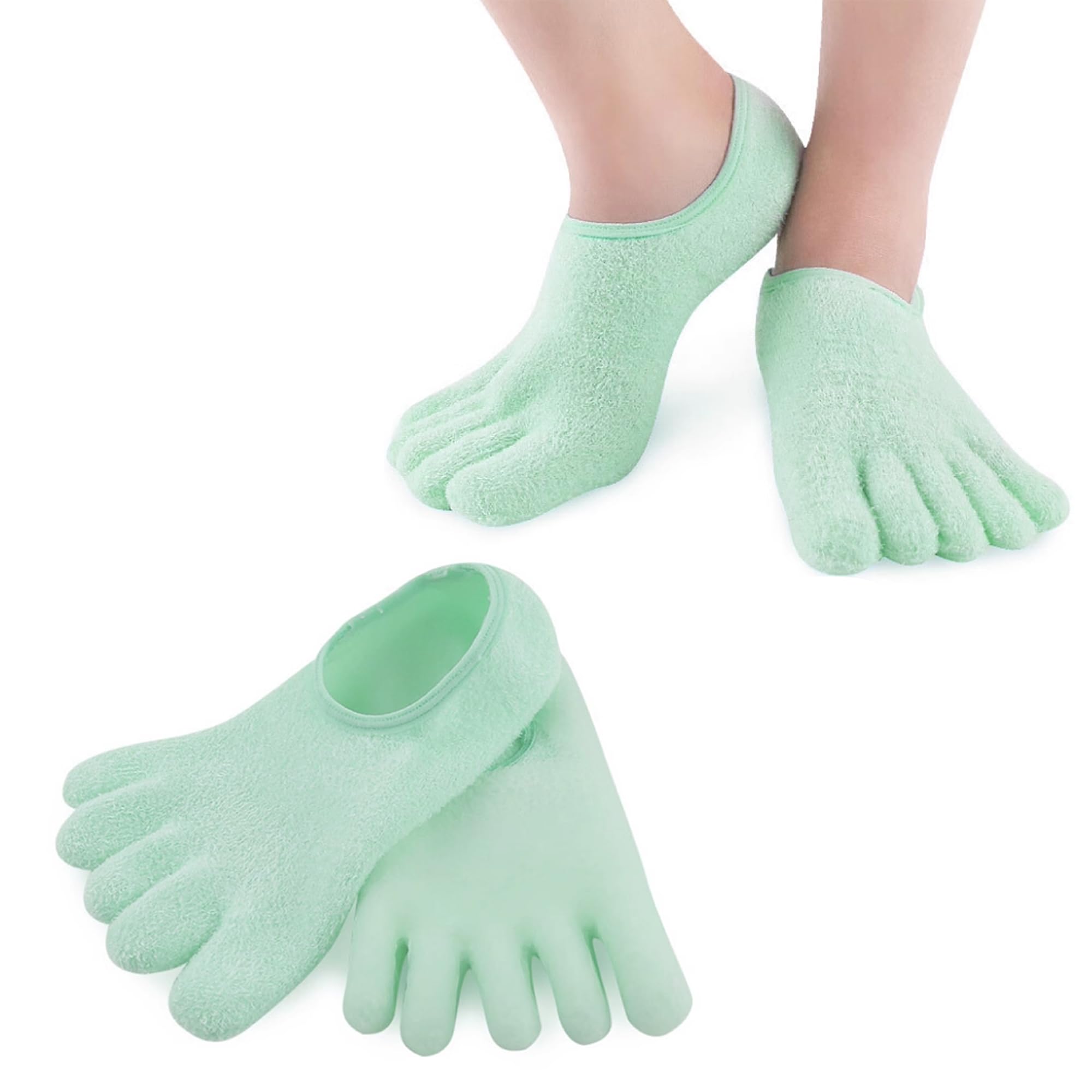 Zxfuture 5-Toe Gel Lined Foot Moisturizing Socks,Aloe and Shea Infused ...