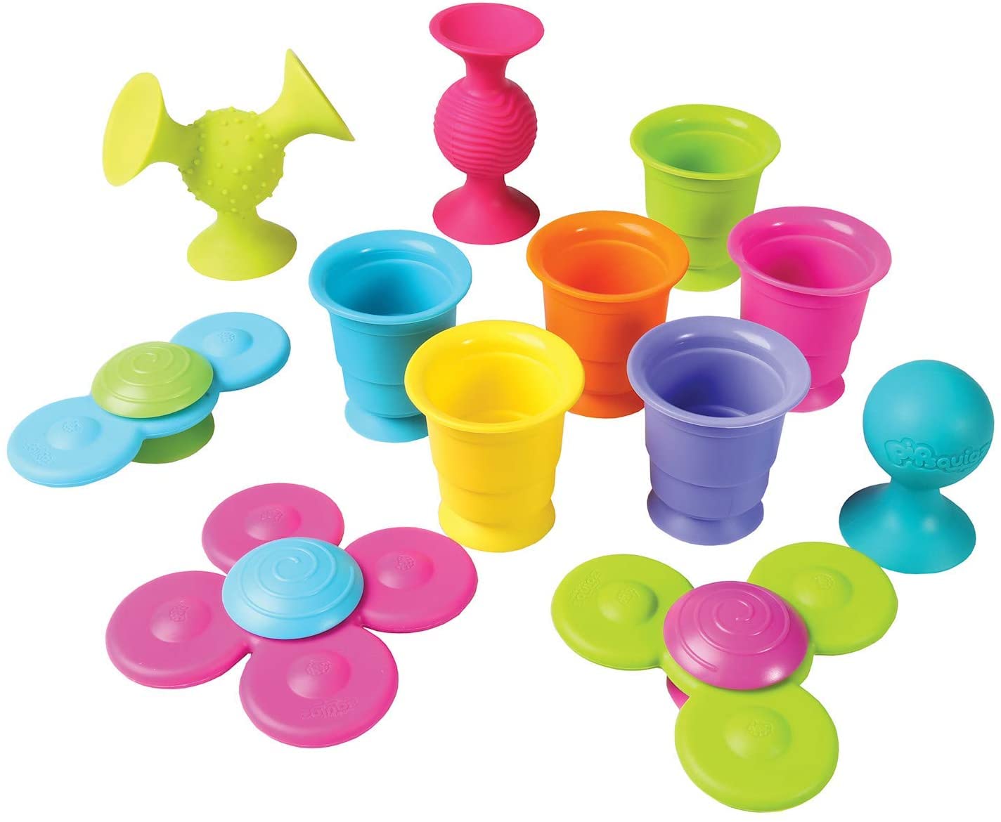 Fat Brain Toys Pipsquigz Whirly-Squigz Suction-Kupz Set - 12 Piece ...