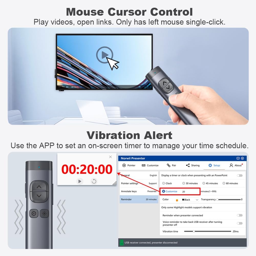 Mua NORWII Bluetooth Presentation Clicker with Digital Pointer, Clicker ...