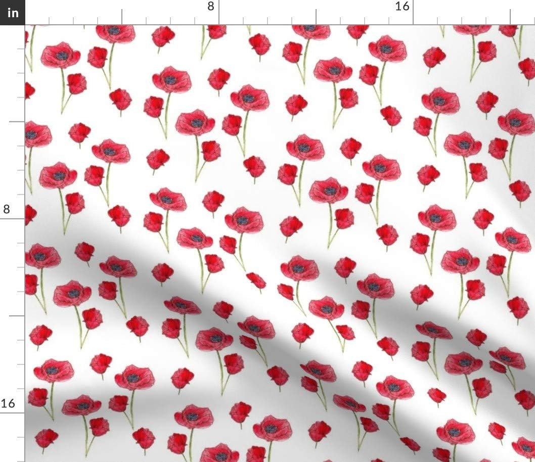 Amazon.com: Spoonflower Fabric - Red Poppies Botanical Poppy ...