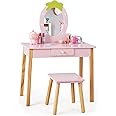 Amazon.com: HONEY JOY Kids Vanity, Strawberry Themed Princess Makeup ...