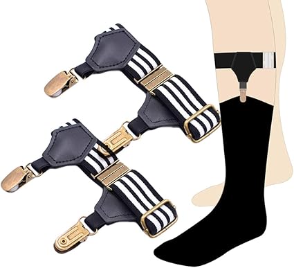 Men's 2PCS Adjustable Sock Garters Sock Suspenders Holders Metal Non ...