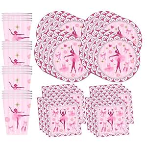 Amazon.com: Little Ballerina Birthday Party Supplies Set Plates Napkins ...