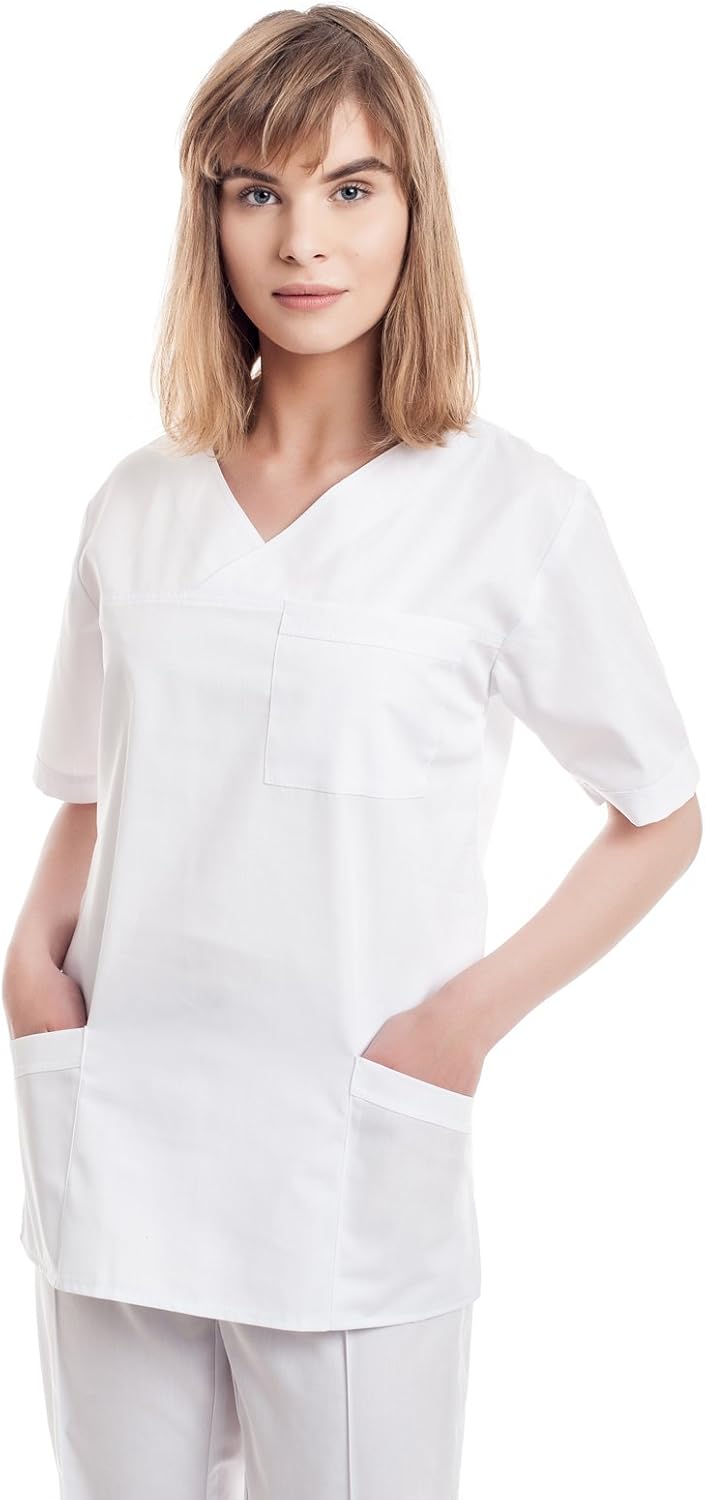 Bianco Divisa Infermiere Donna - Taglia Divise OSS E Sanitarie XS-3XL ...