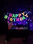 Amazon.com: Black Light Neon Happy Birthday Banner, Rainbow Glow ...